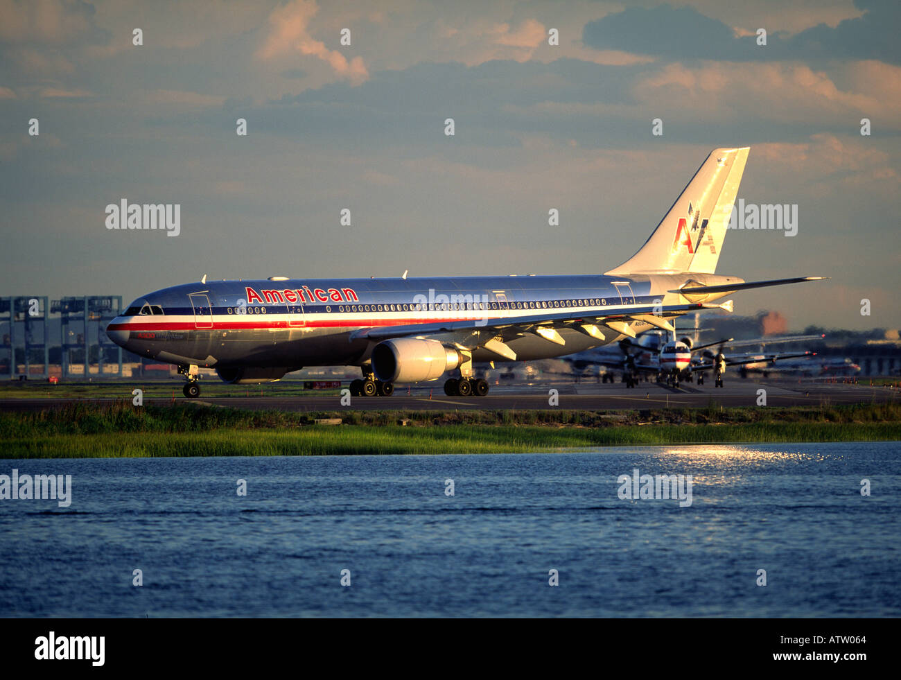 Jet on the runway, Logan International Airport, Boston, Massachusetts ...