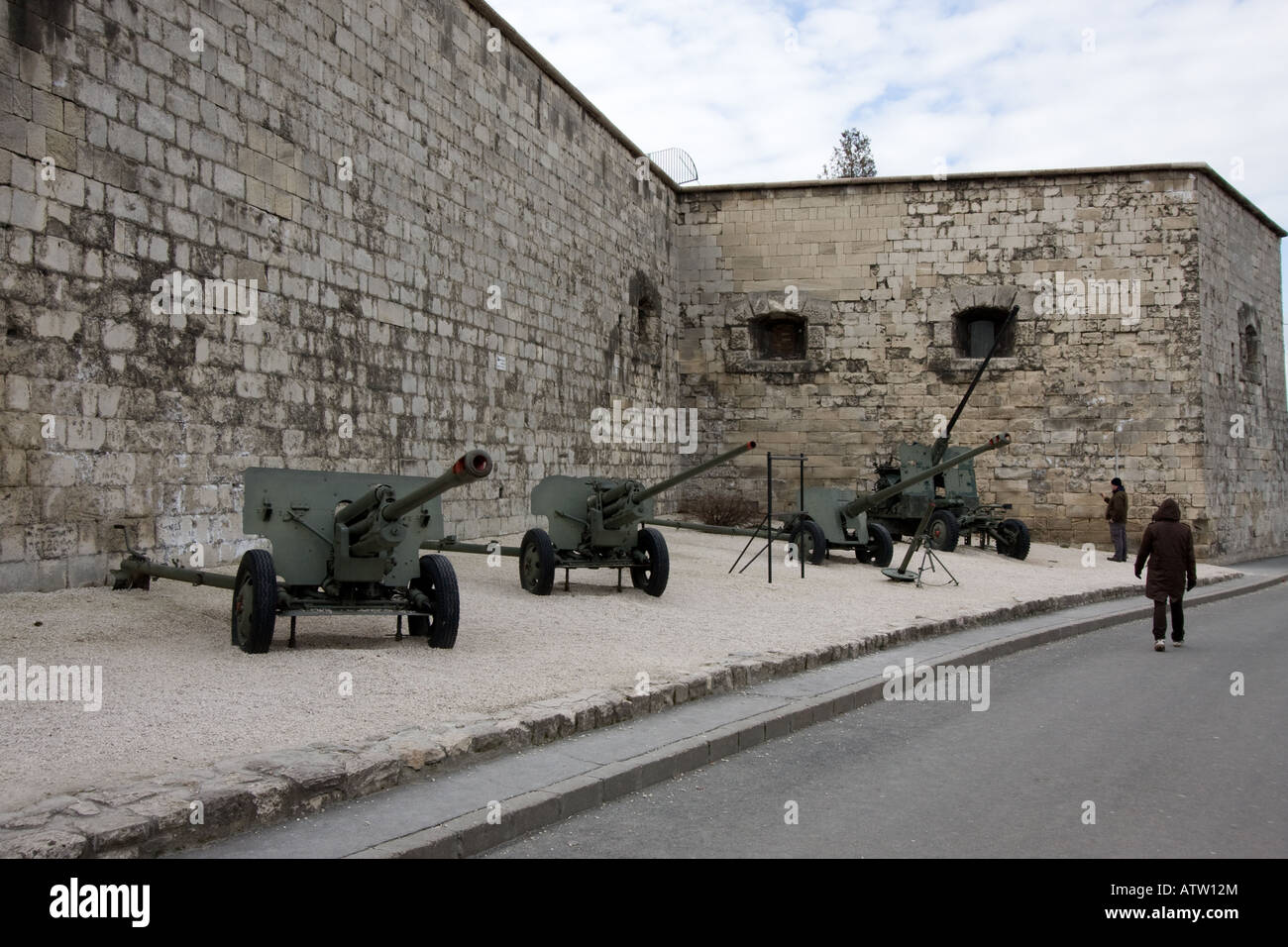 Guns outside Budapest citadel Stock Photo - Alamy