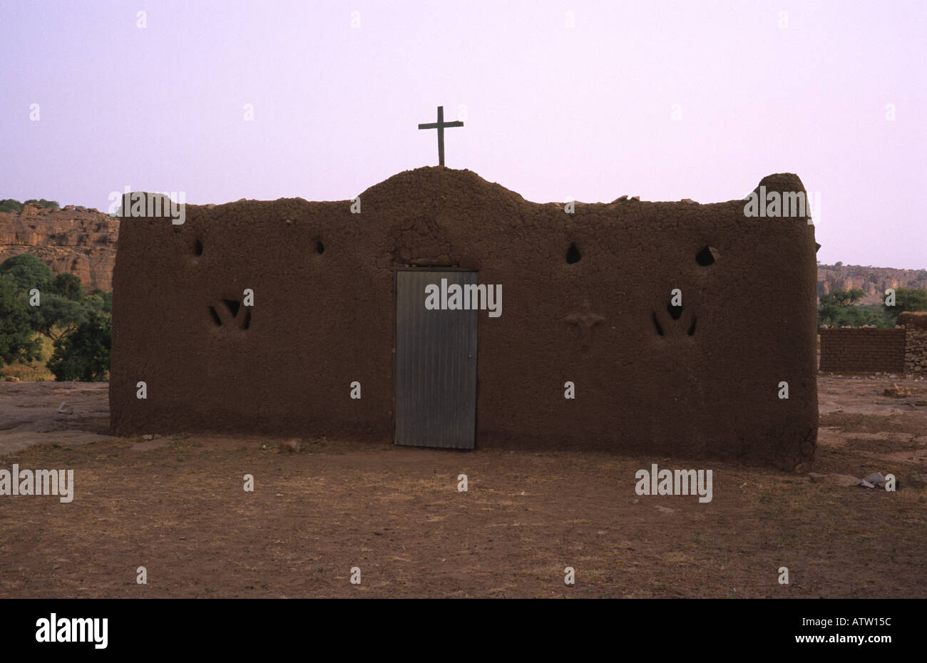 Christian Church constructed of mud Dogon country Mali West Africa ...
