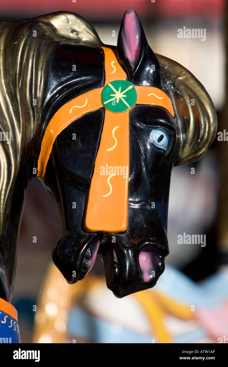 Black carousel horse at carnival in the United States Stock Photo - Alamy