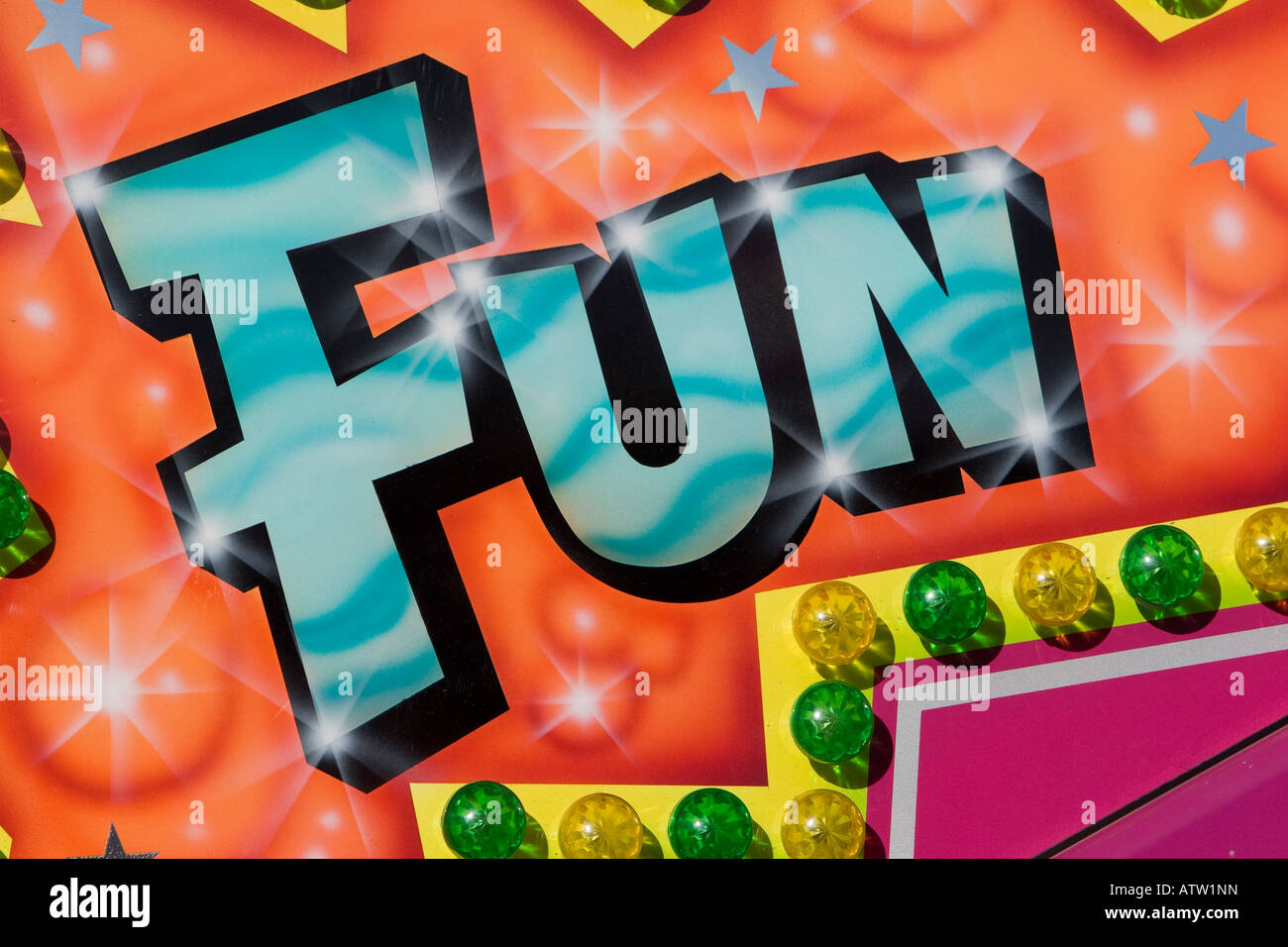 Painted Fun sign at a carnival in the United States Stock Photo - Alamy