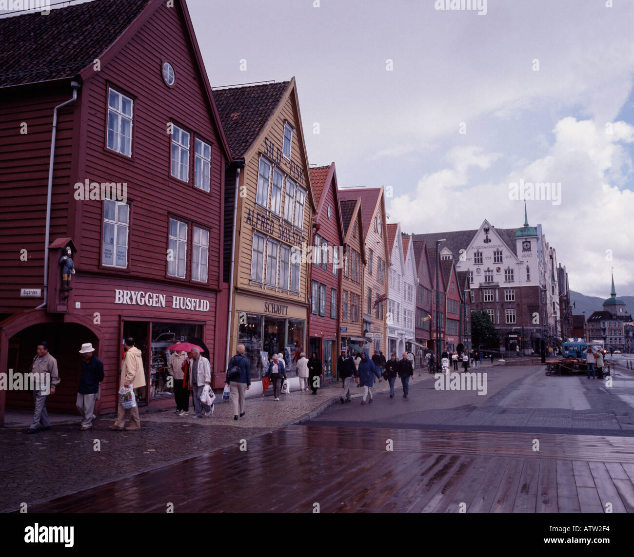 The Bryggen Wharf in the rain Bergen Norway Stock Photo - Alamy