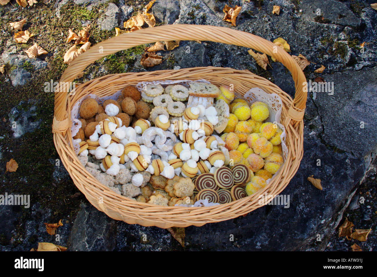 Basket full of sweet cookies Stock Photo - Alamy