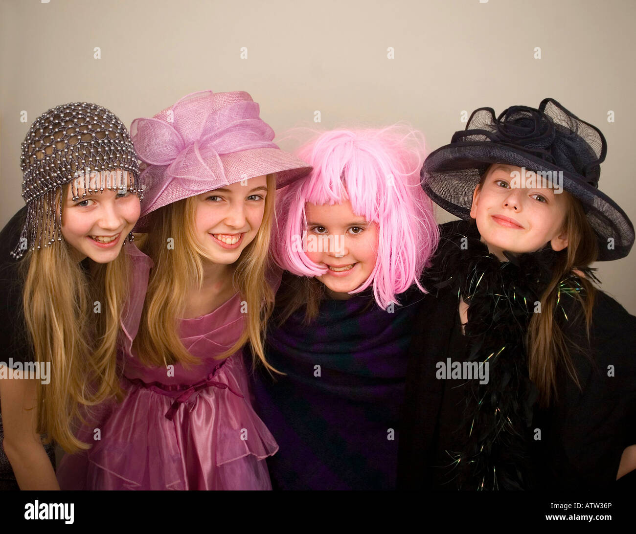 LITTLE GIRLS DRESSING UP MODEL RELEASED Stock Photo - Alamy