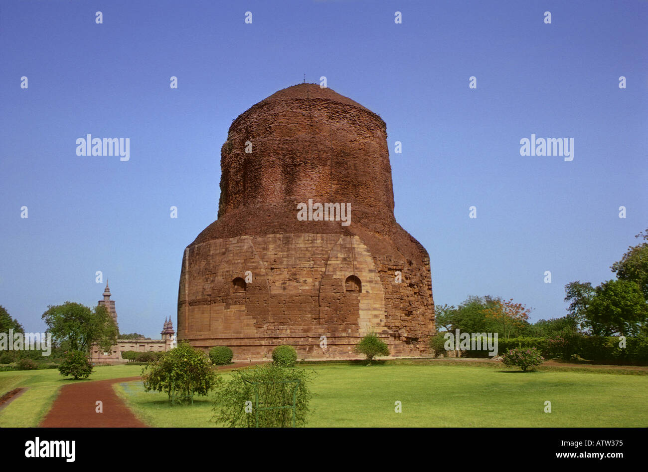 Buddhist temple Stupa Sarnath Varanasi Benaries India Asia Stock Photo ...