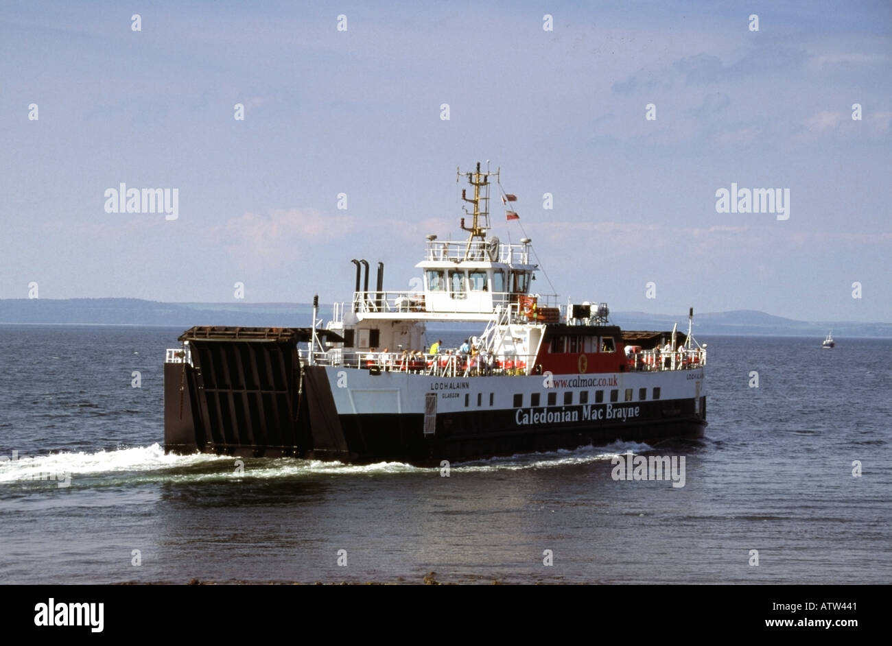 Cal Mac Ferry Loch Alainn leaving Largs for Millport on Great Cumbrae ...