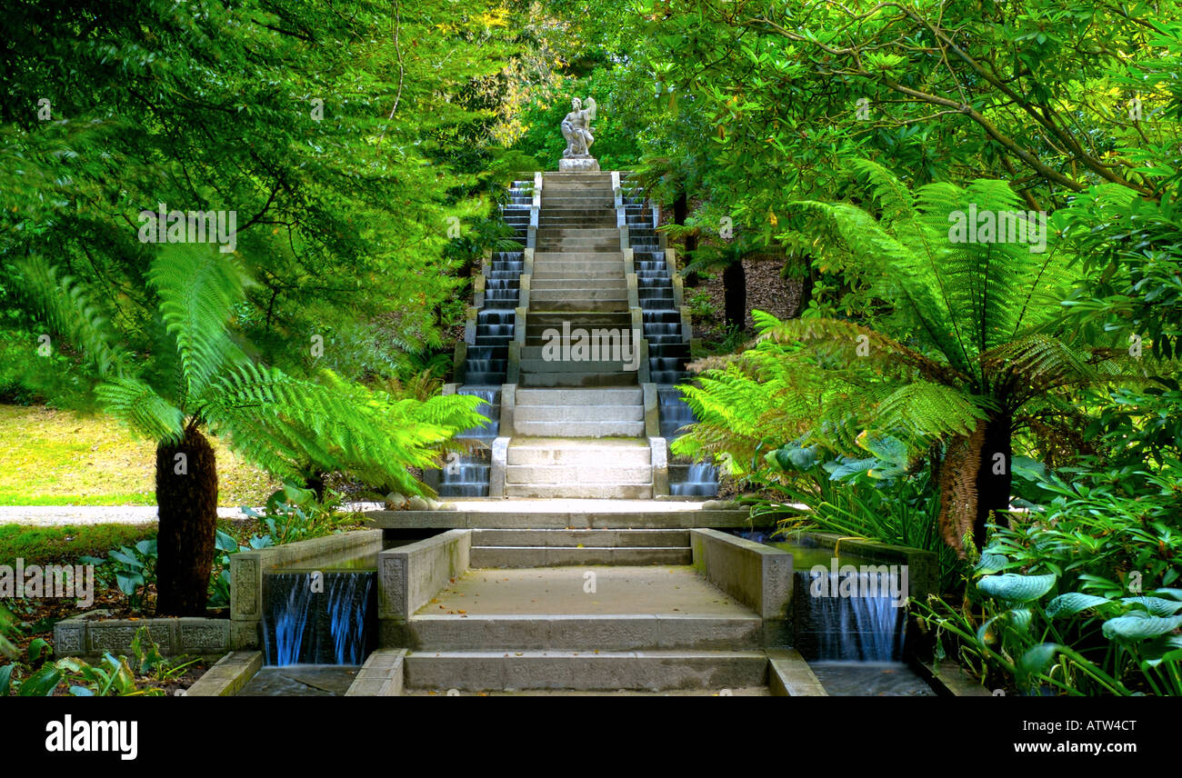 The Cascade, in the gardens of Holker Hall, Cartmel Peninsular, Furness ...