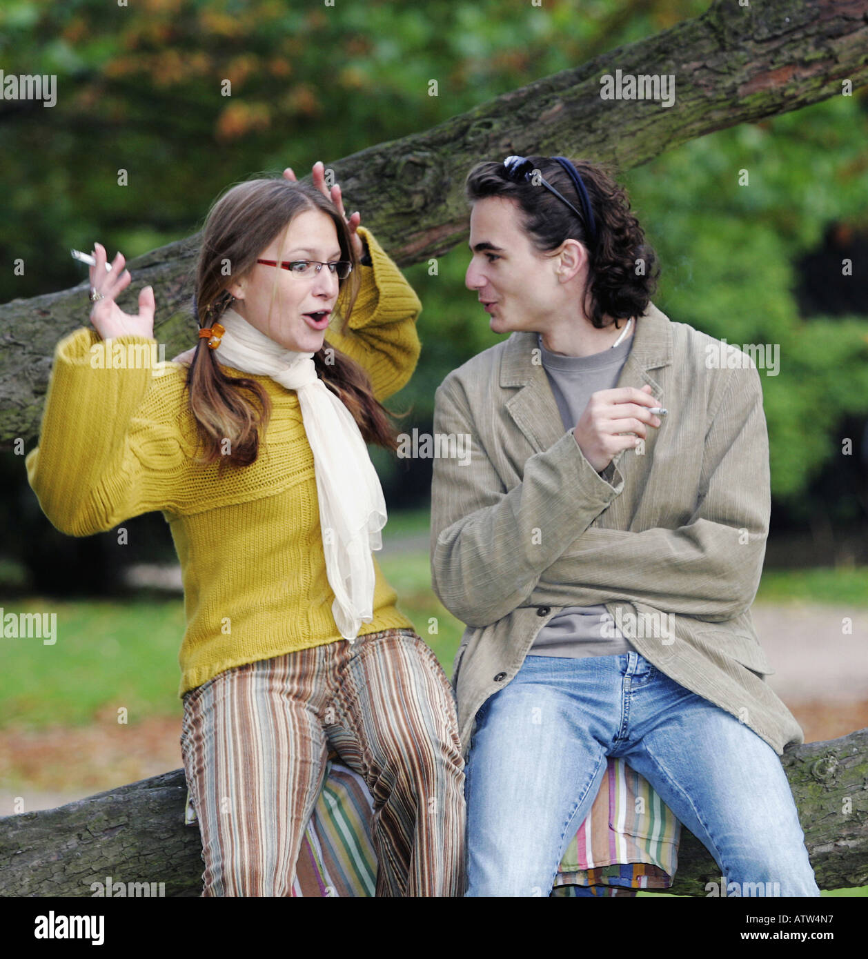 Woman smoking in tree hi-res stock photography and images - Alamy