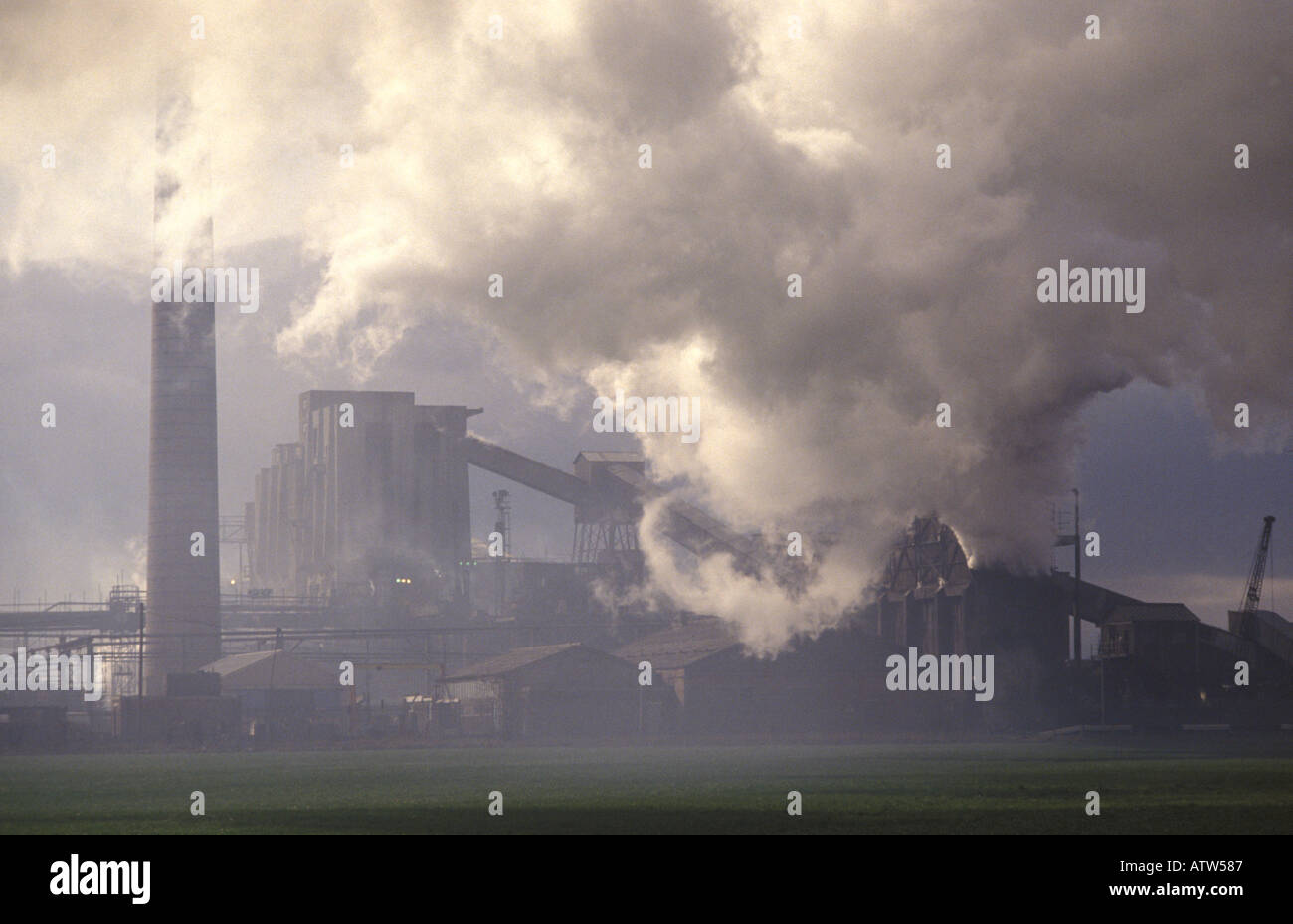 Clouds of toxic fumes England 1980s factory air pollution Monkton ...