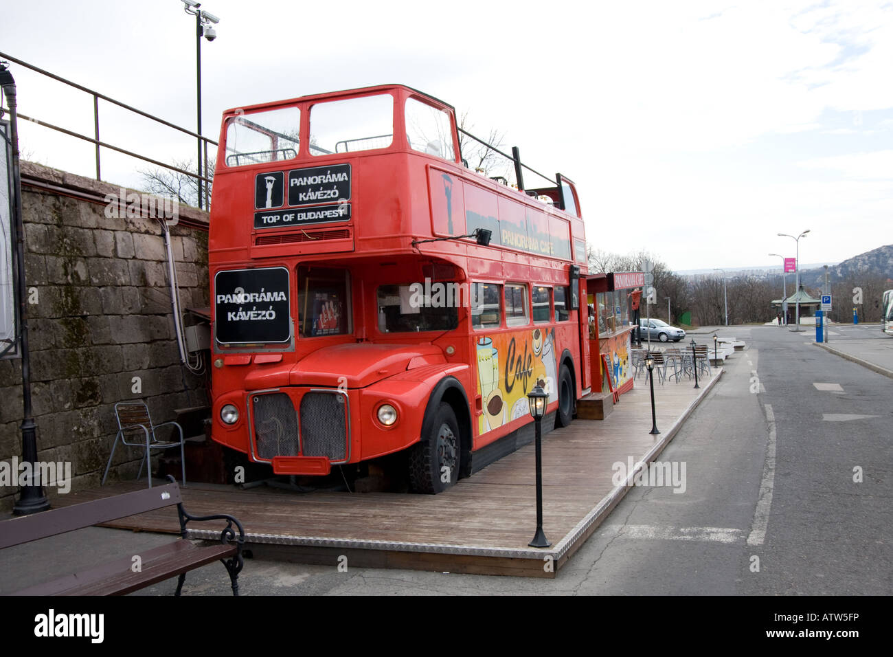 Red London bus in Budapest Stock Photo - Alamy