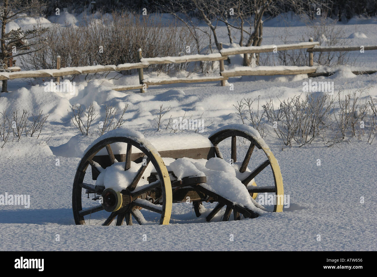 Snow Covered Buggy in scenic Saskatchewan Canada Stock Photo - Alamy