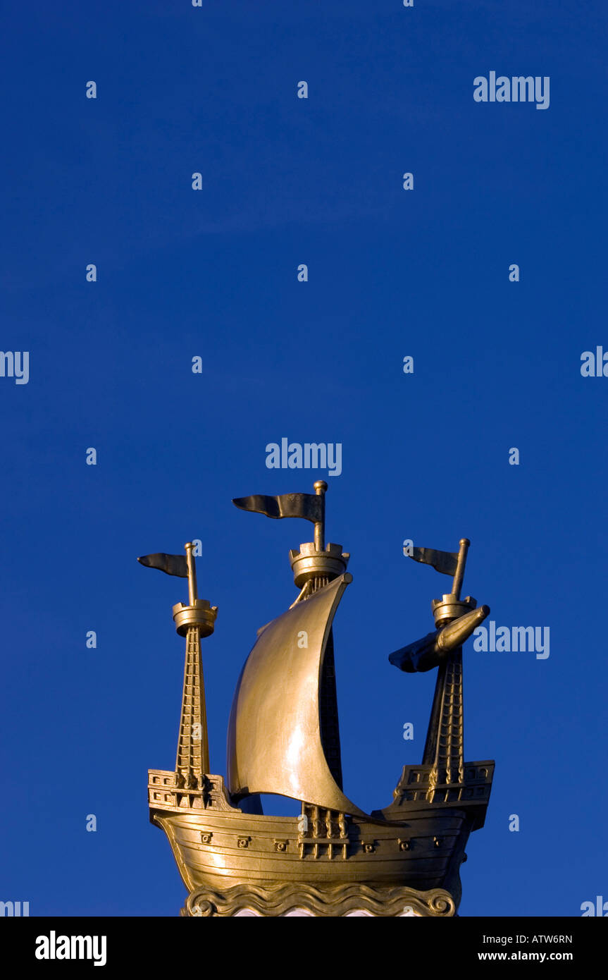 Sculpture of golden ship which is part of Chelsea Bridge Chelsea SW3 ...