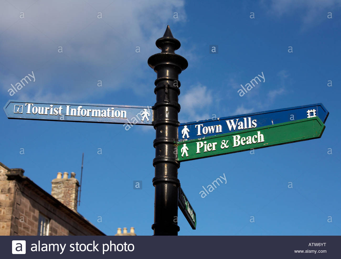 Tourist information signpost, Berwick-upon-Tweed England Stock Photo ...