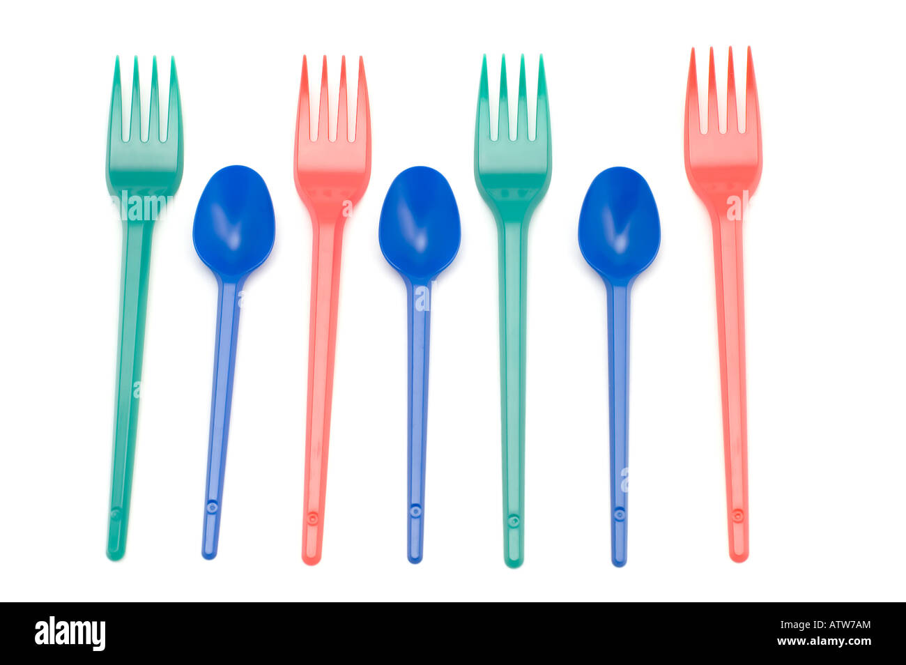 object on white kitchen utensil plastic fork and spoon Stock Photo - Alamy
