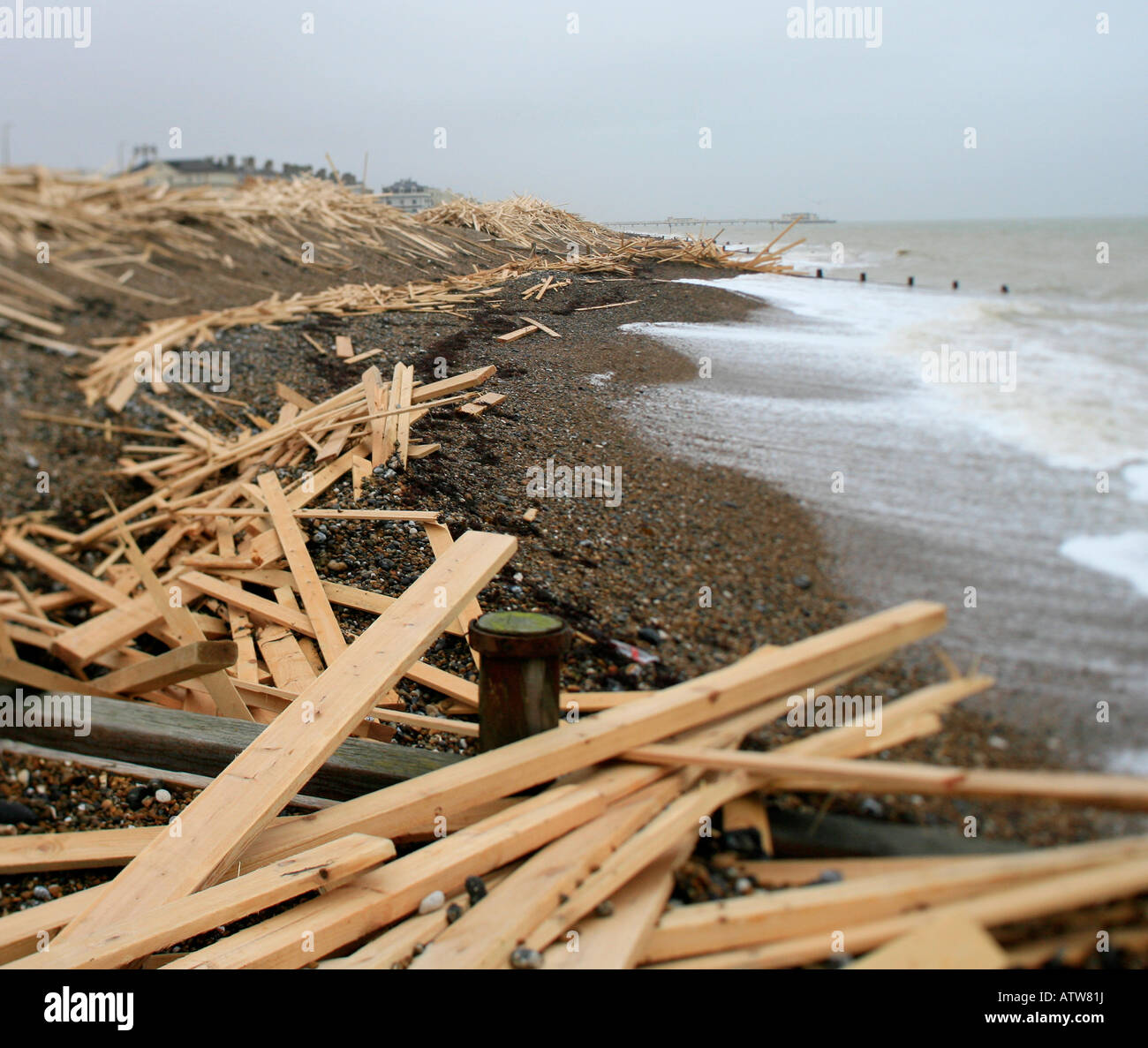 Wood washed up on the beach at worthing hi-res stock photography and ...