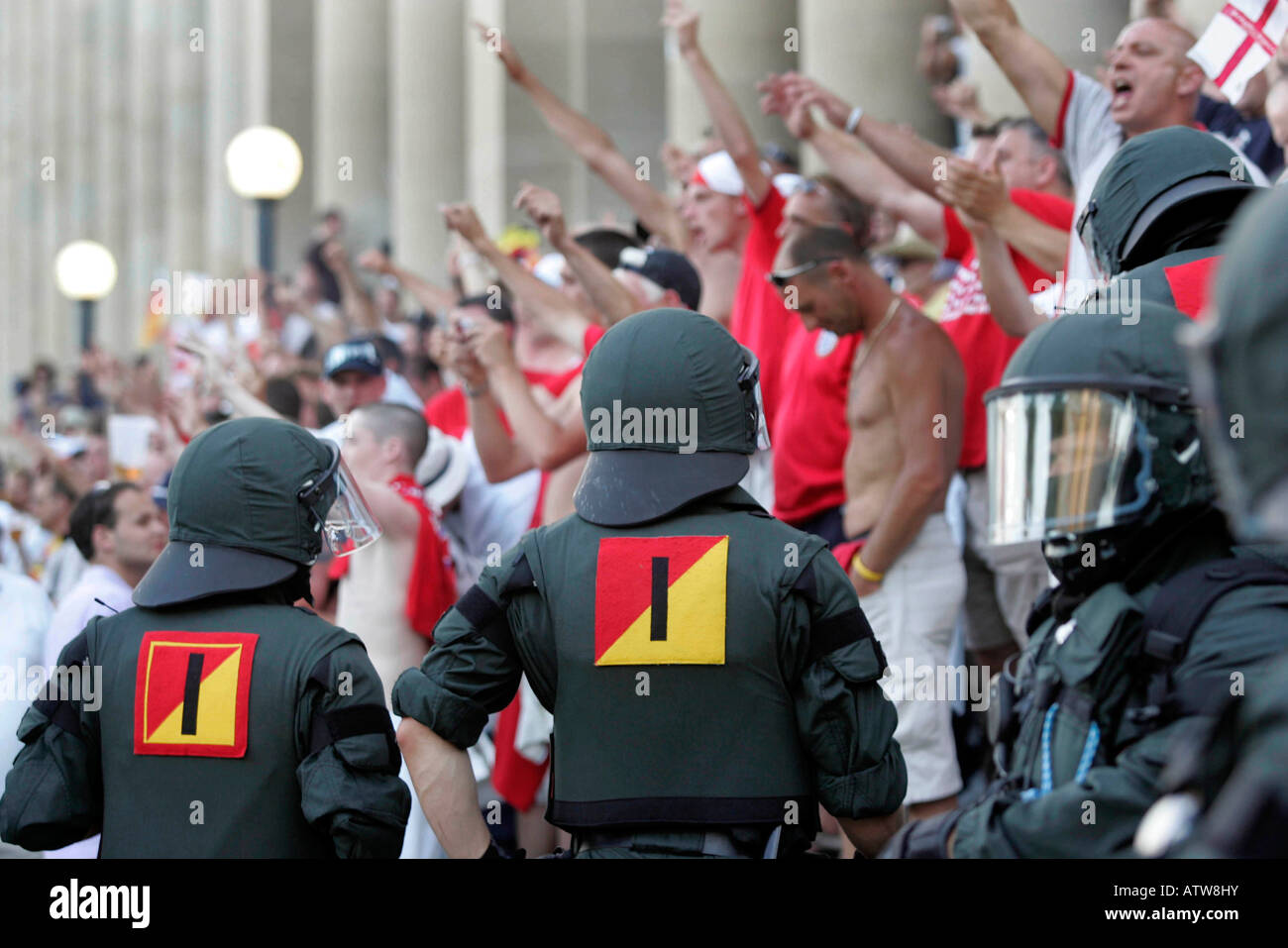english and german soccer fans rioting at the world cup 2006 Stock ...