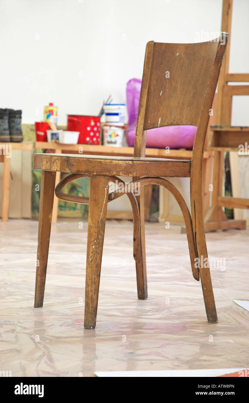 Old wooden chair in university classroom Stock Photo - Alamy