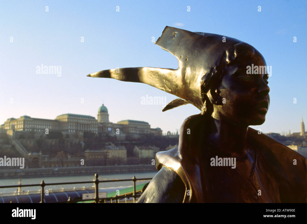 Little Princess statue by Laszlo Marton beside the river Danube in ...