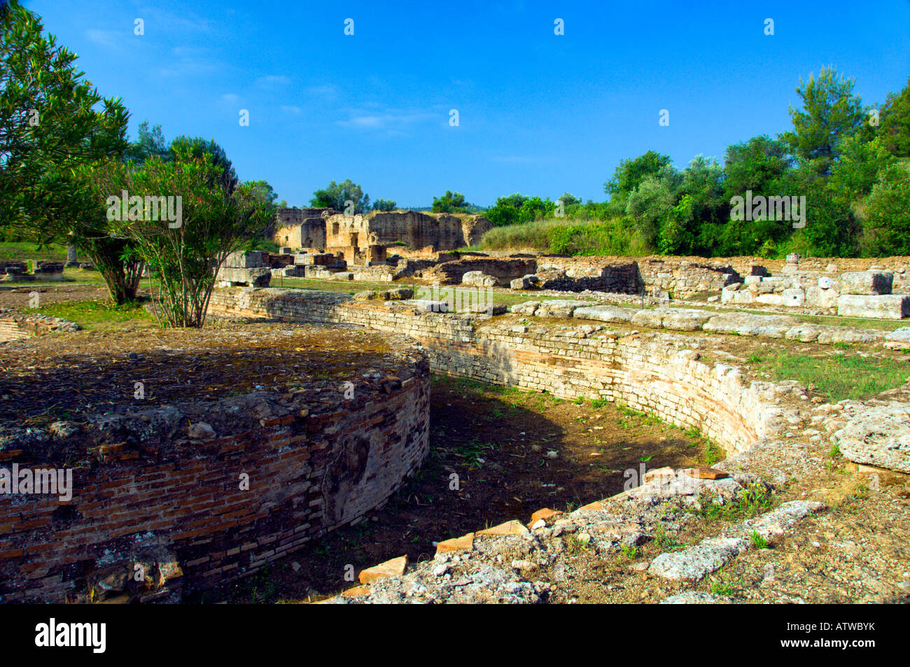 The archeolgical remains of the temples and buidings at ancient Olympia ...