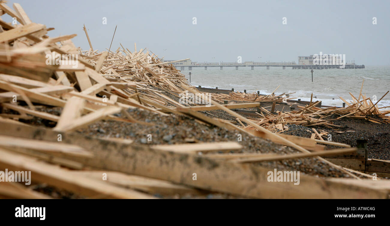 Wood washed up on the beach at worthing hi-res stock photography and ...