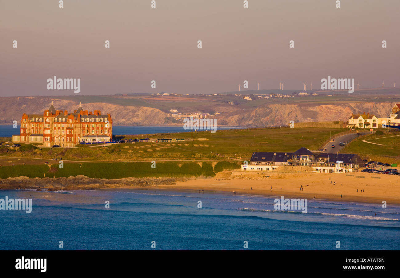 Looking down onto Fistral Beach and the Headland Hotel from Pentire ...
