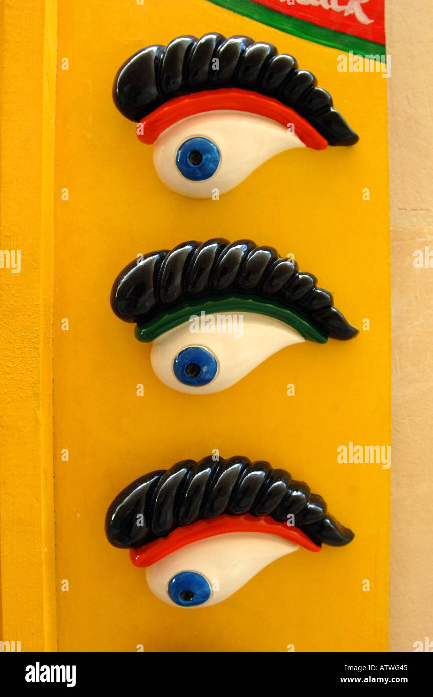 The lucky eye symbols seen on boats The Island of Malta Stock Photo - Alamy