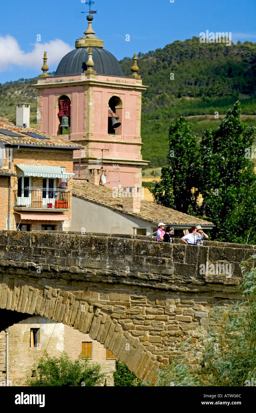 The bridge over the Rio Arga, at Puente la Reina which is on the Camino ...