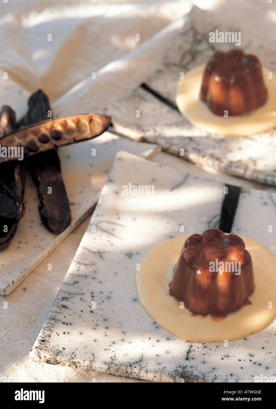 Carob pudding with cream Italy Stock Photo - Alamy