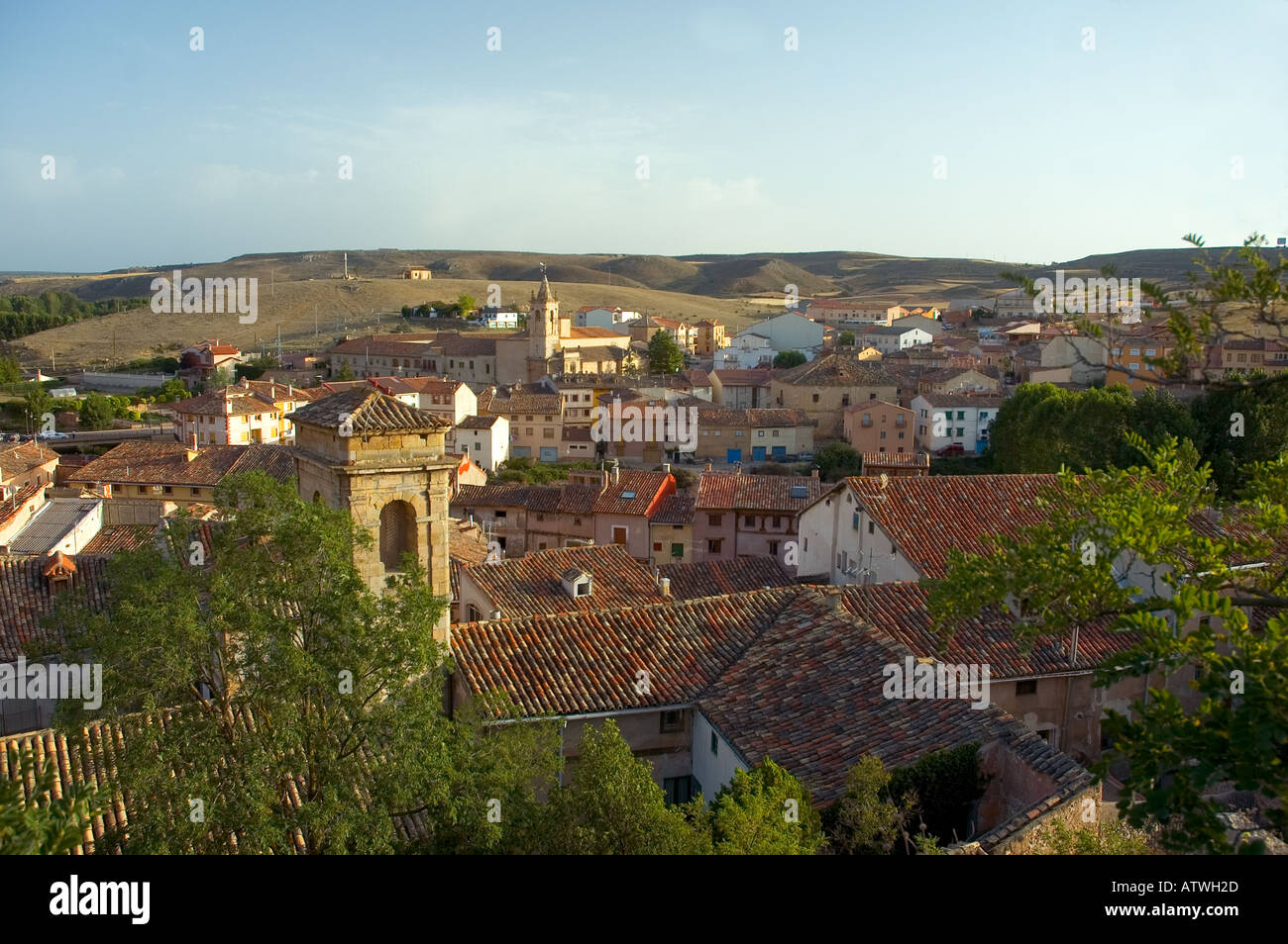 Late afternoon view looking south over the historic town of Molina De ...