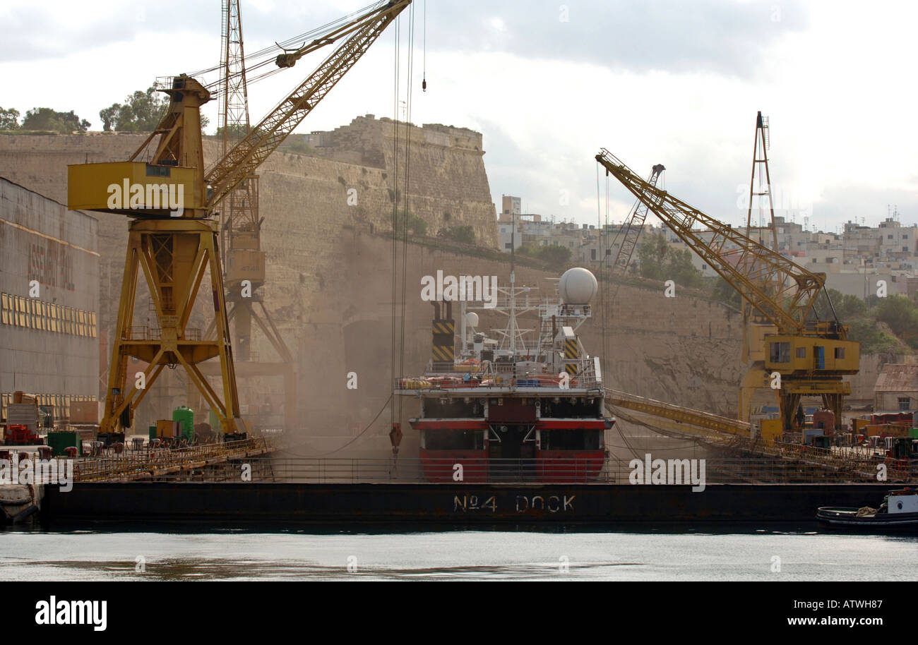 Dry dock Number 4 Grand Harbour Valletta The Island of Malta Stock ...