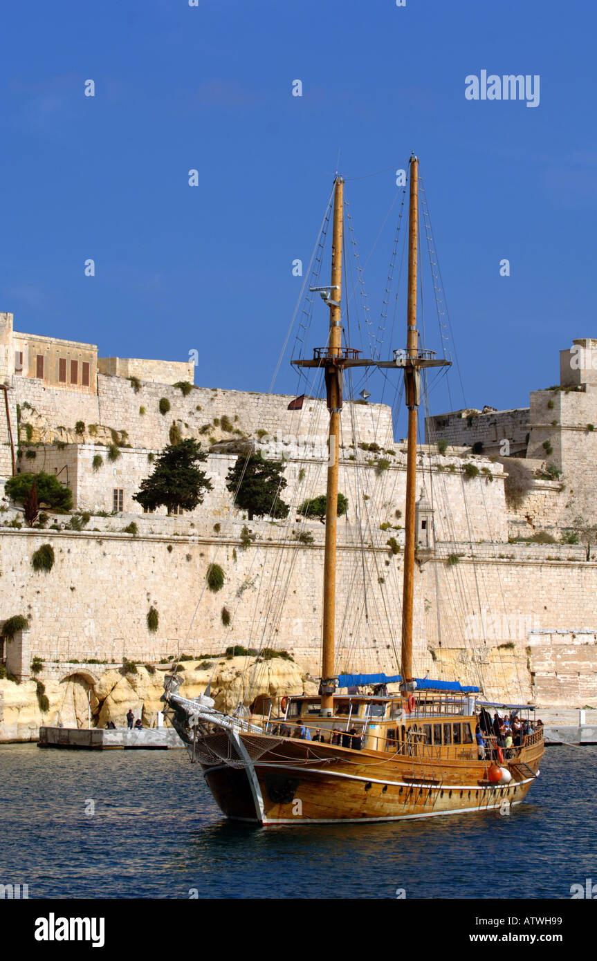 Tourist sailing ship Grand Harbour Valletta The Island of Malta Stock ...