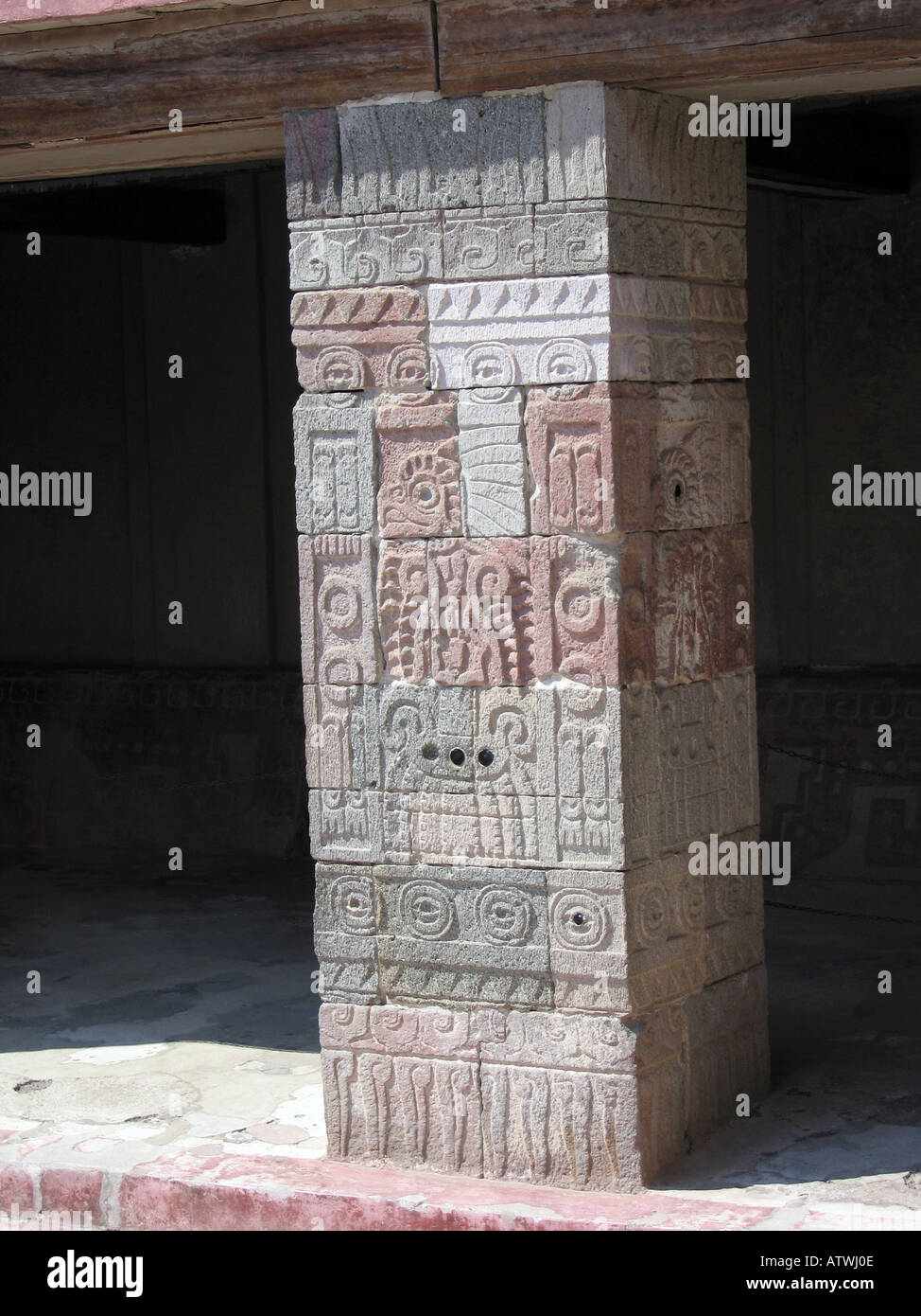 Ancient Pillar in the Palace of Quetzalpapalotl at Teotihuacan Stock ...