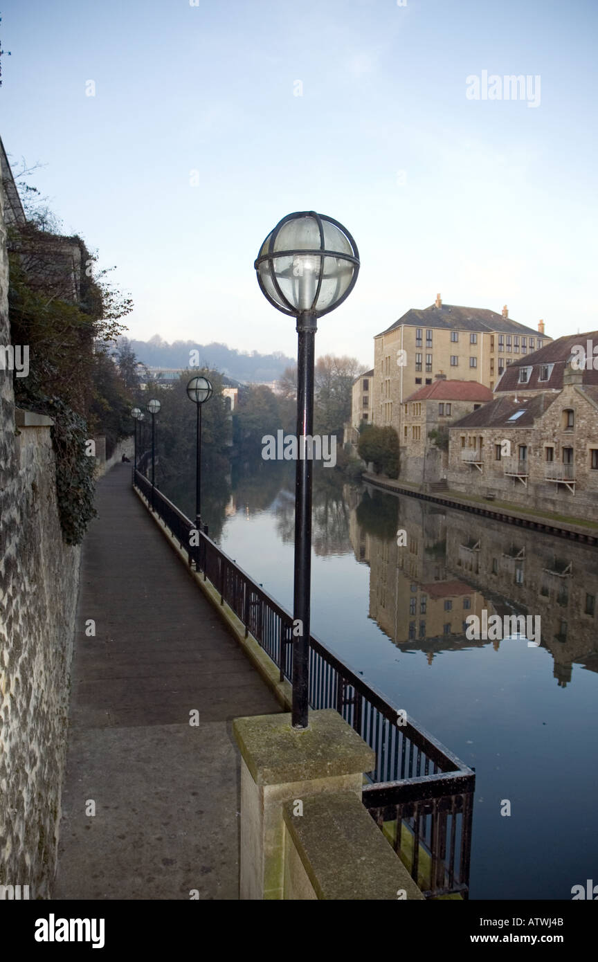 Walkway alongside River Avon in Bath, England, UK Stock Photo - Alamy