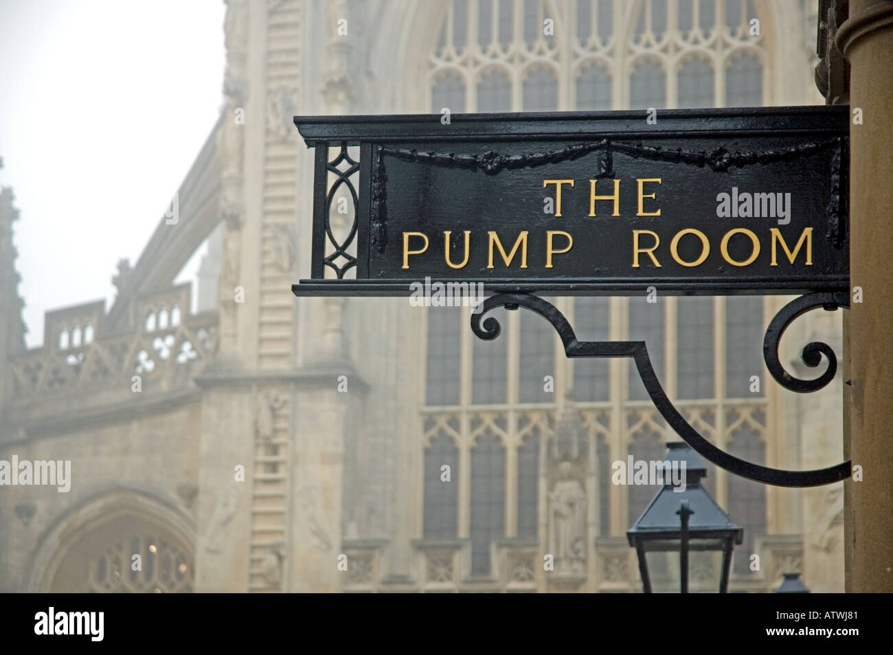 The Pump Room sign outside the Spa in Bath, England, UK, showing Bath ...