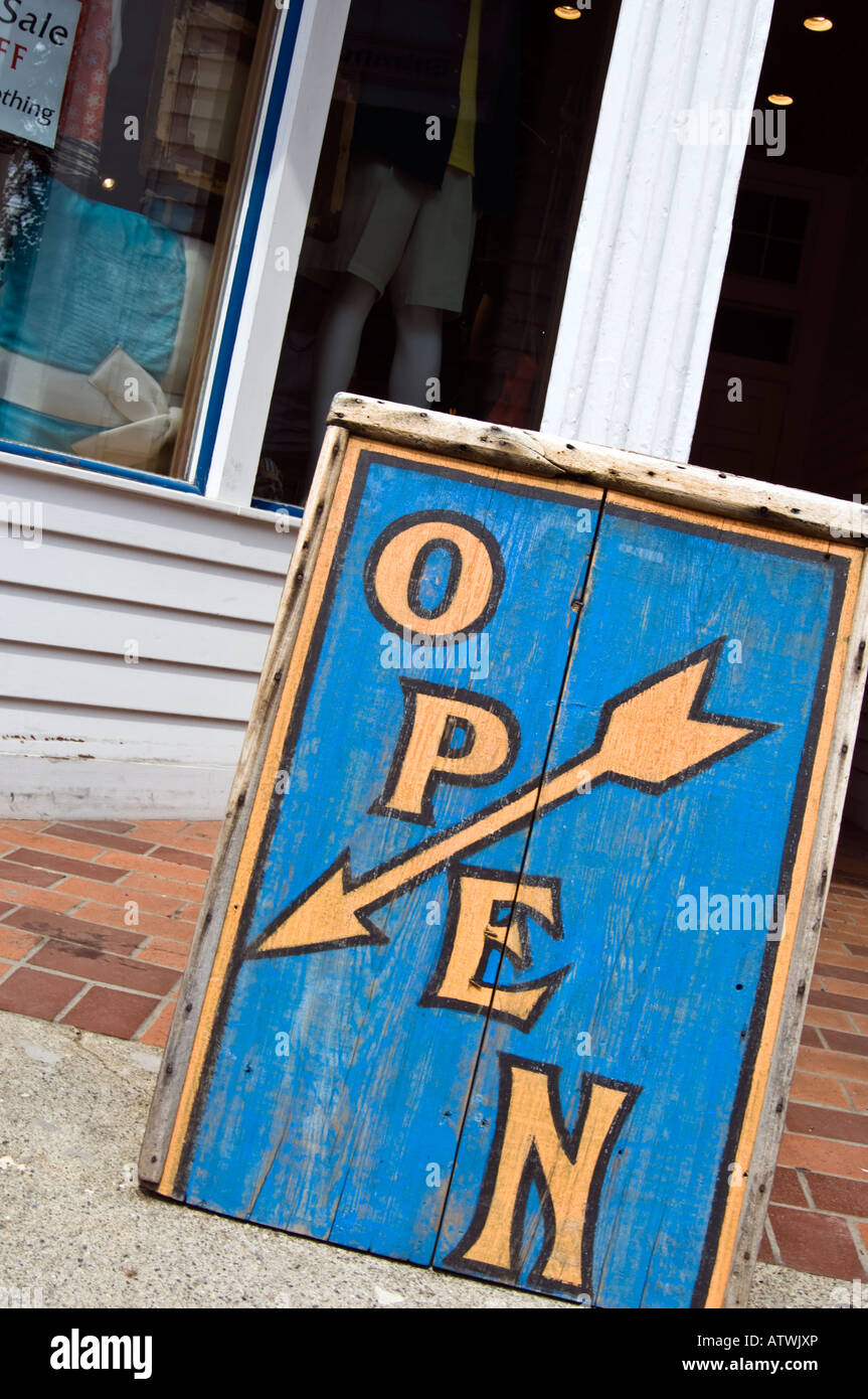 Open sign in front of shop Stock Photo - Alamy