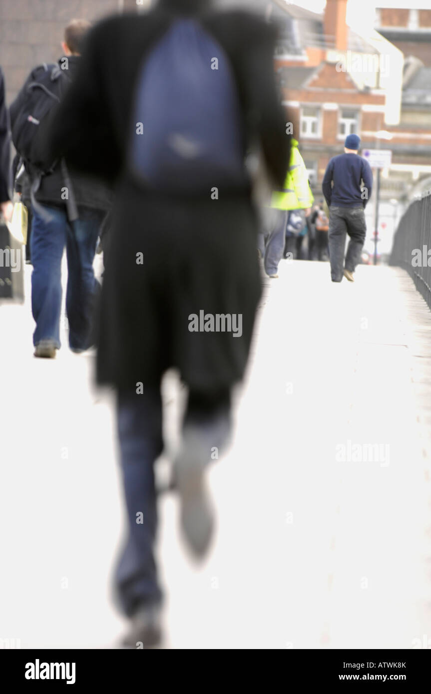 Walking walk rush commuter commute commuting people business work ...