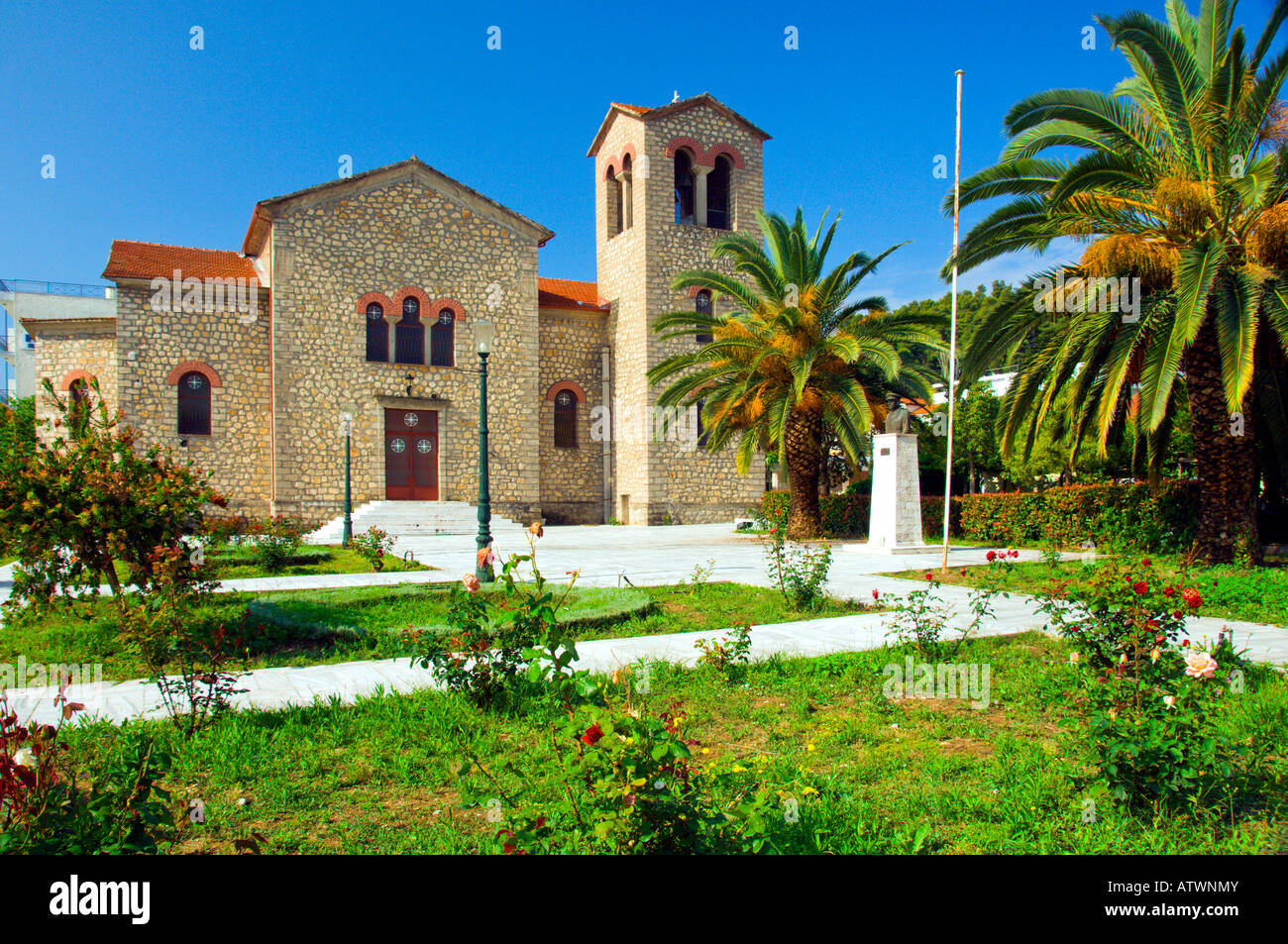 A traditional Greek church in modern Olympia Greece Stock Photo - Alamy