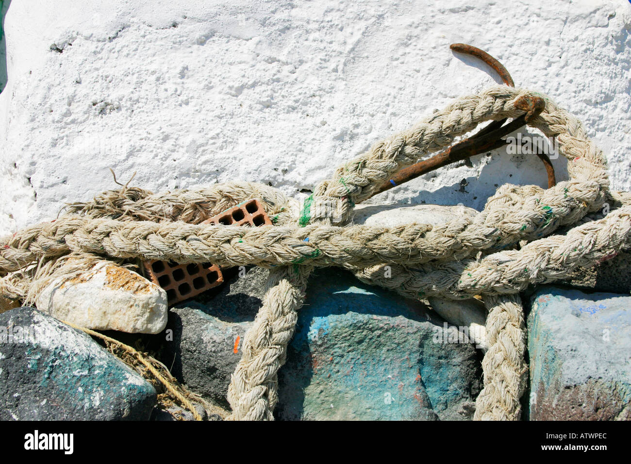 Old rope and anchor Stock Photo - Alamy