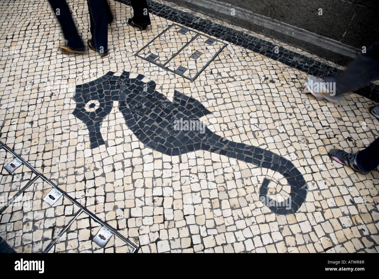 Mosaics Modernist Pavement on Macau Old Town Macau China Stock Photo ...