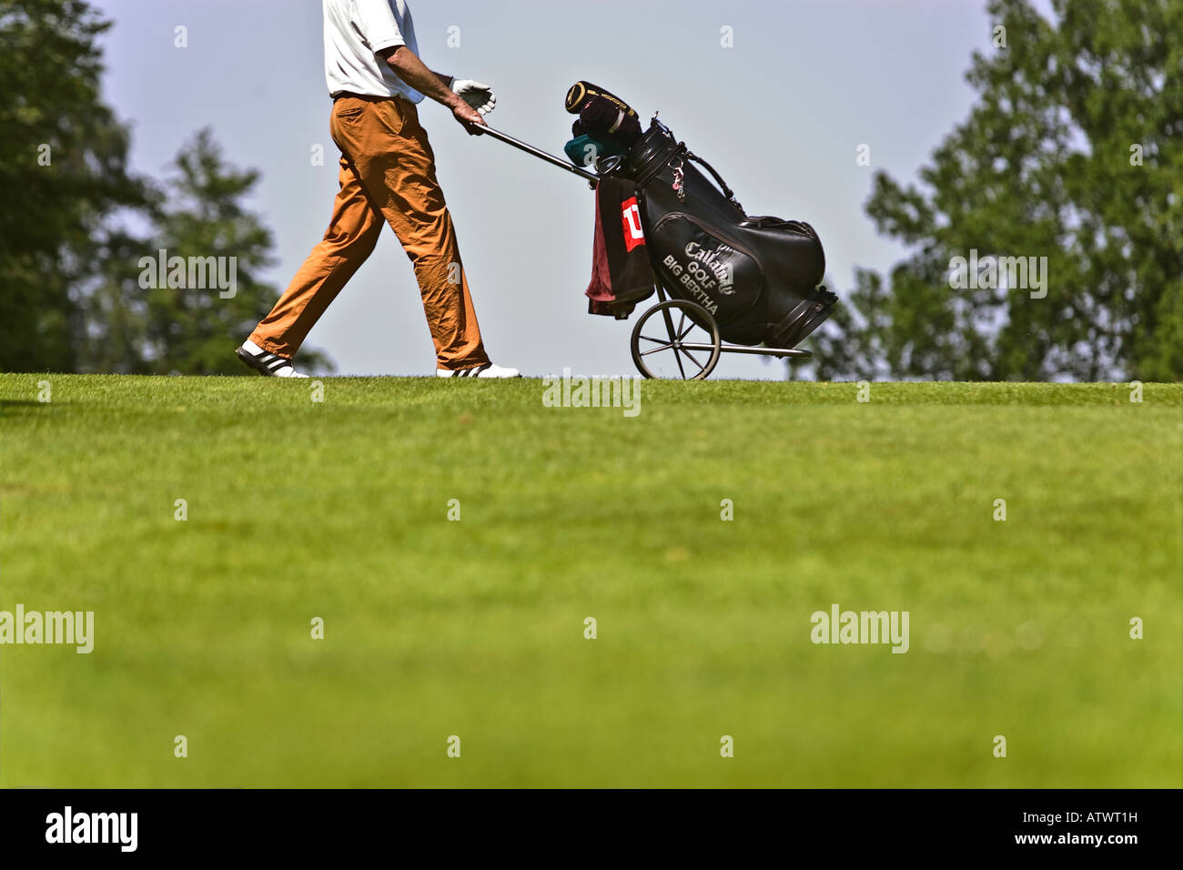 Push golf buggy hi-res stock photography and images - Alamy