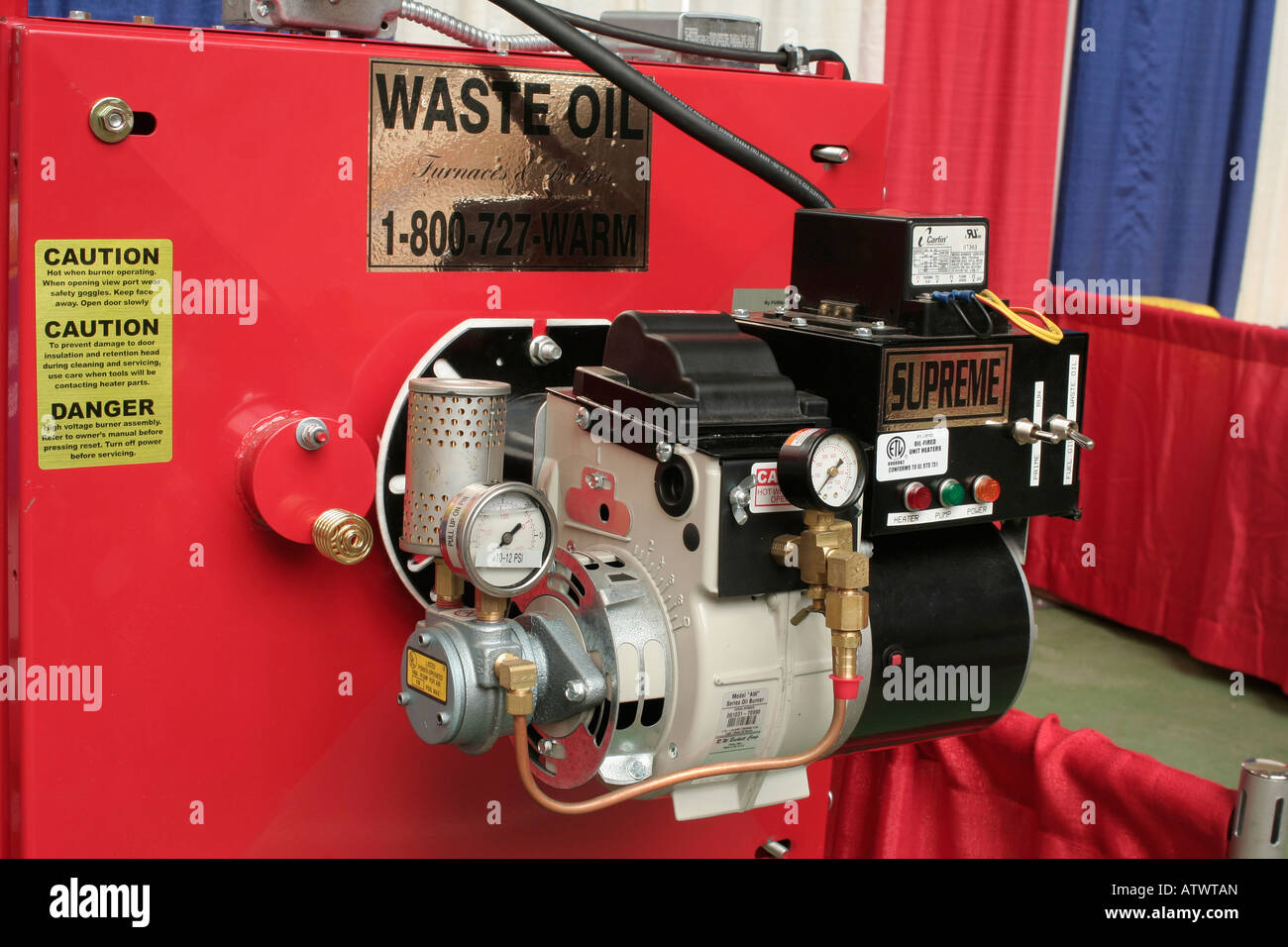 Waste oil furnace combustion air inlet control Stock Photo - Alamy