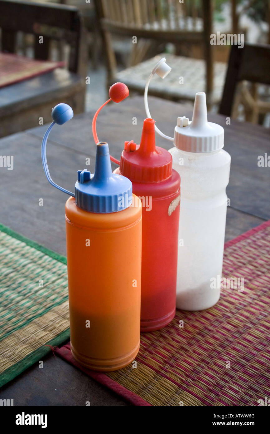 Sauce Containers Smokin Pot Restaurant Battambang Cambodia Stock Photo ...