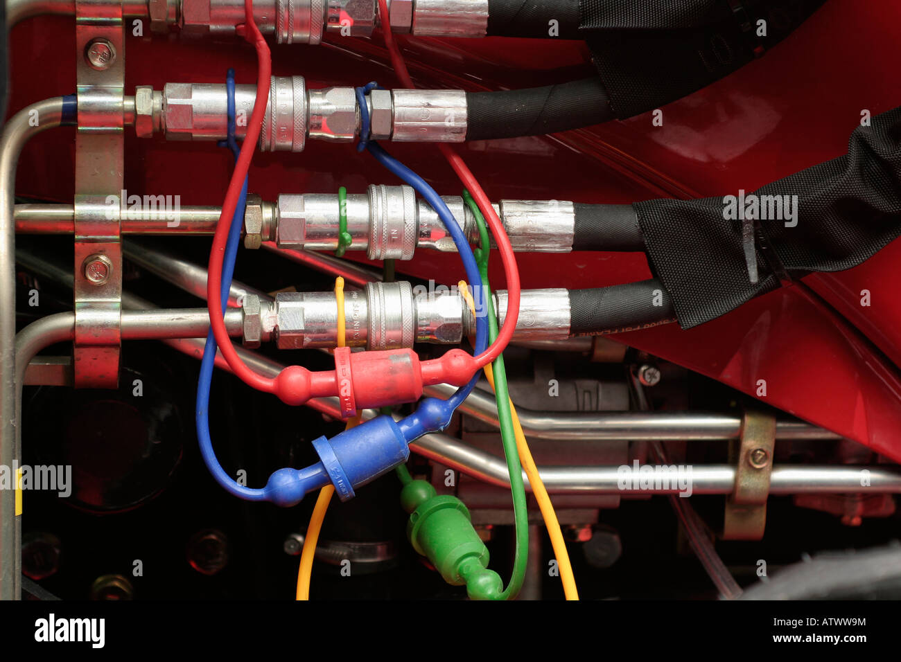 Colorful hydraulic hose identifier tags Stock Photo - Alamy