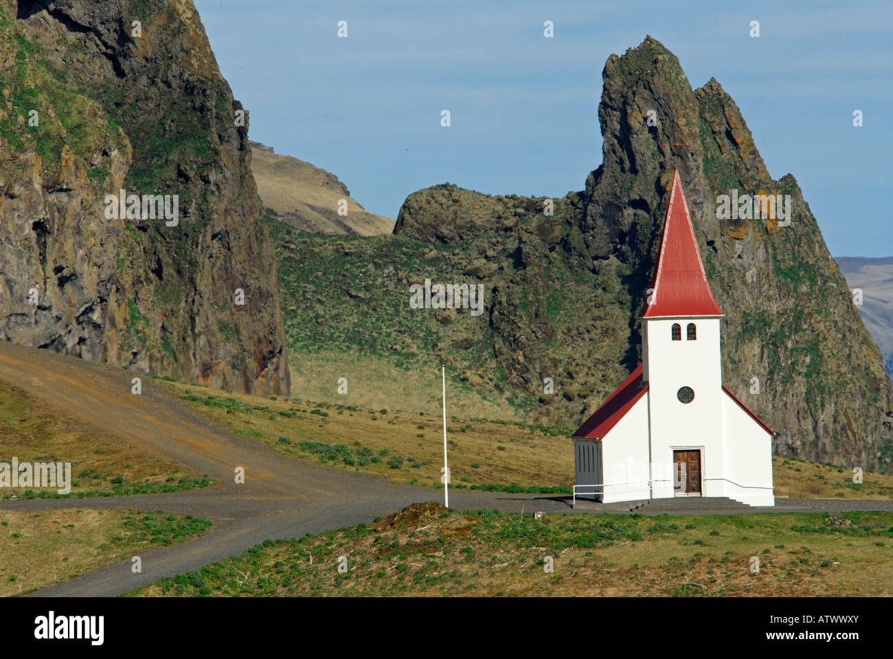 Isolated church of Vik on the south coast Iceland Stock Photo - Alamy
