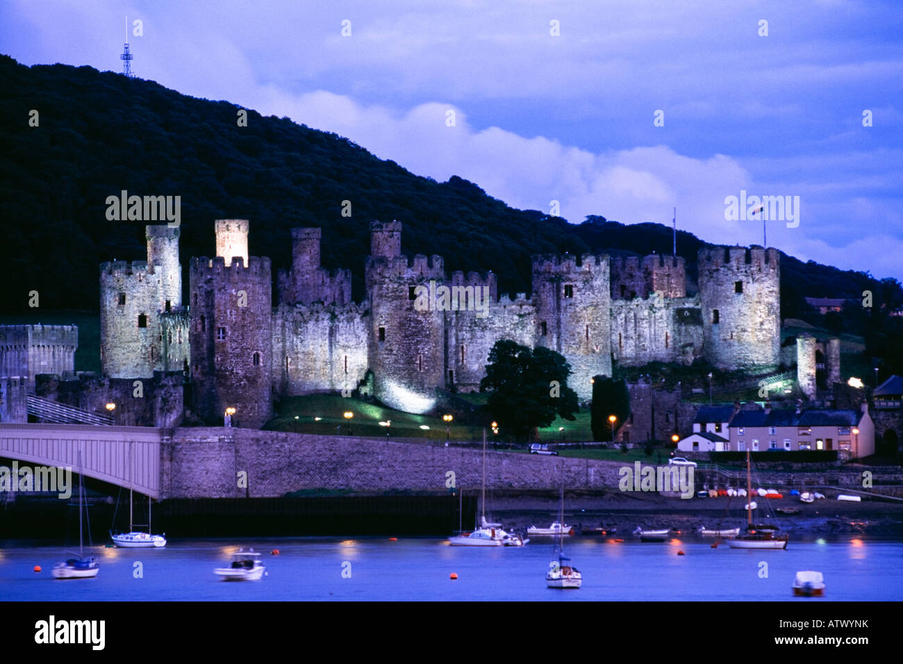 Conwy castle at night, Wales Stock Photo - Alamy