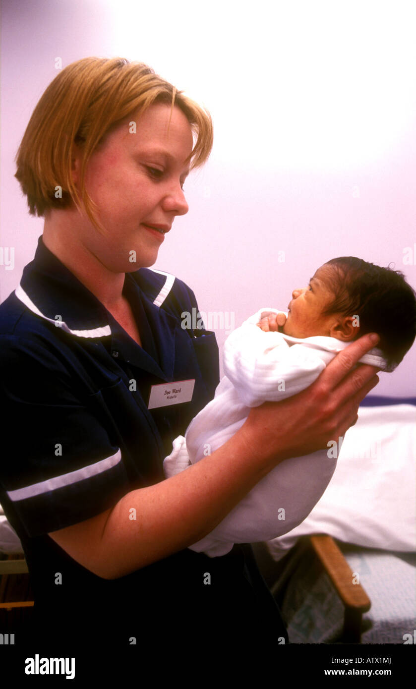 Midwife with newborn baby at Hospital London Stock Photo - Alamy