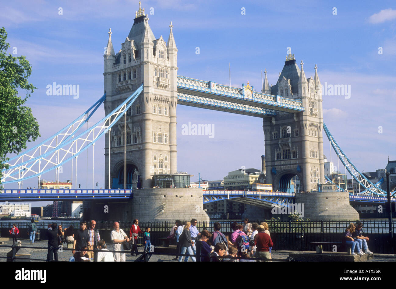 Tower Bridge River Thames Tourists visitors London England UK tourism ...