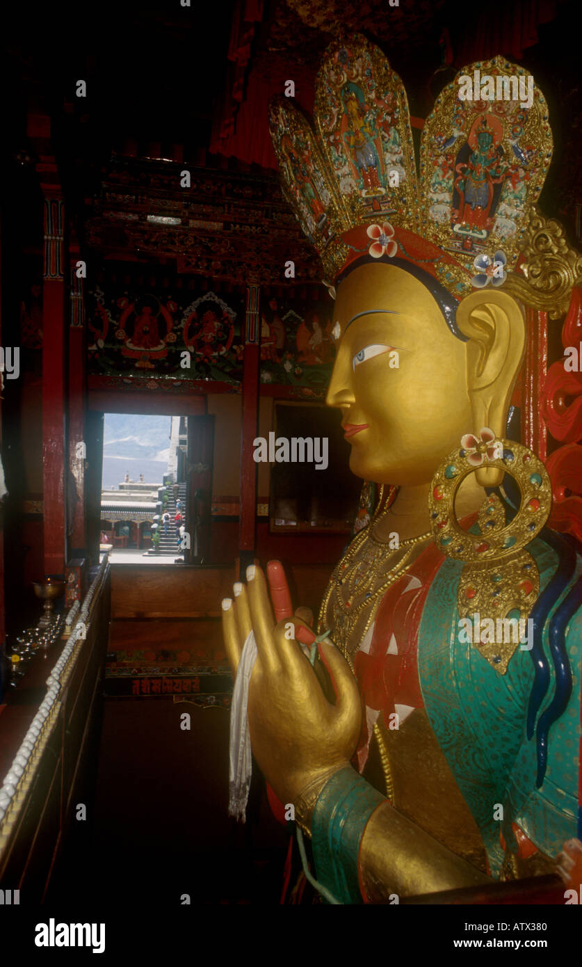 LARGE GOLDEN BUDDHA TIKSE GOMPA LADAKH INDIA PH DAN WHITE Stock Photo ...