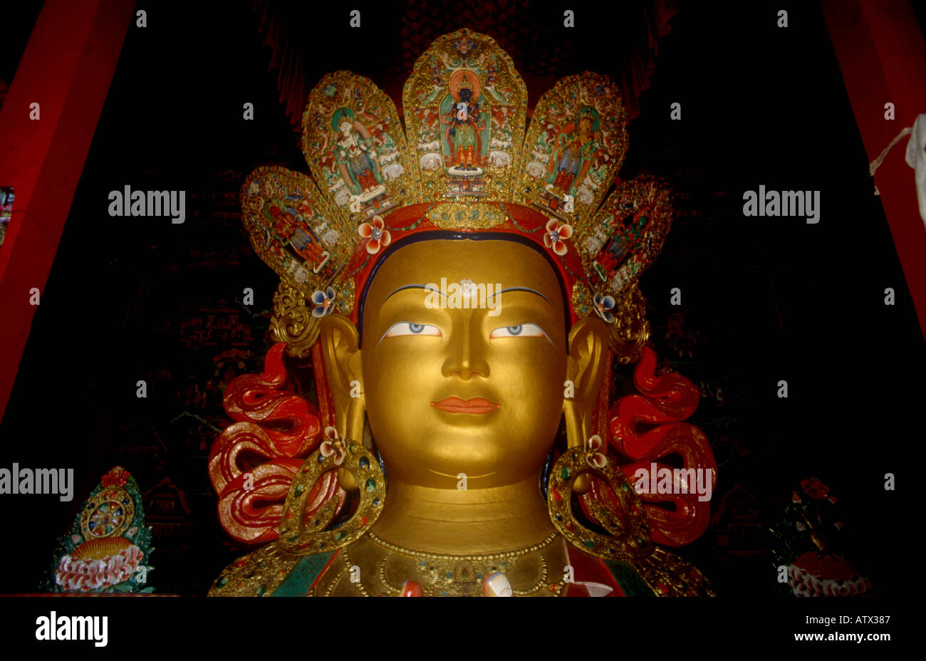 LARGE GOLDEN BUDDHA TIKSE GOMPA LADAKH INDIA PH DAN WHITE Stock Photo ...