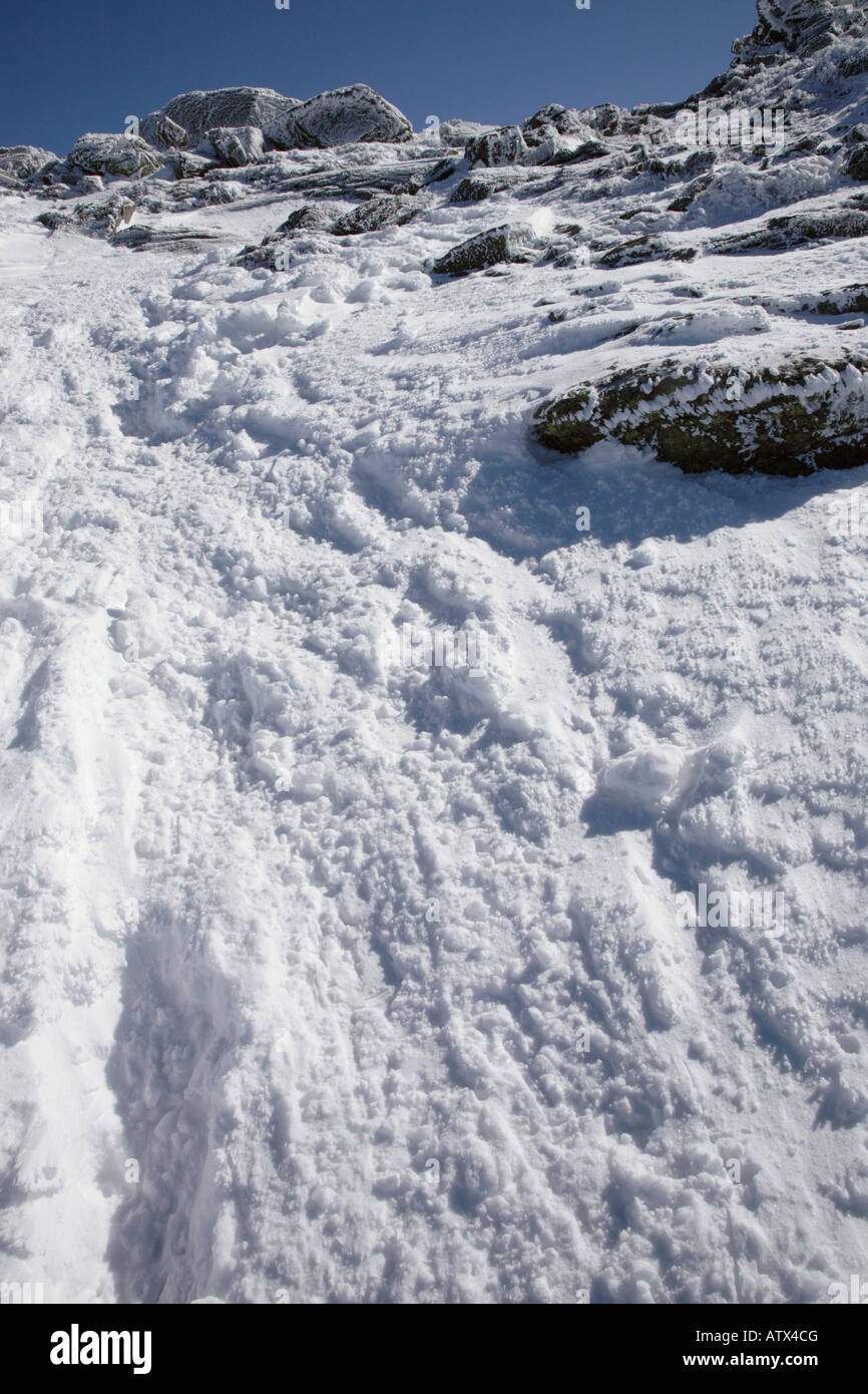 Greenleaf Trail near the summit of Mount Lafayette during the winter ...
